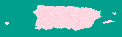 Puerto Rico map (Mercator projection) showing barrio boundaries in ...