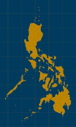 Philippines map (Mercator projection) showing regions boundaries in ...