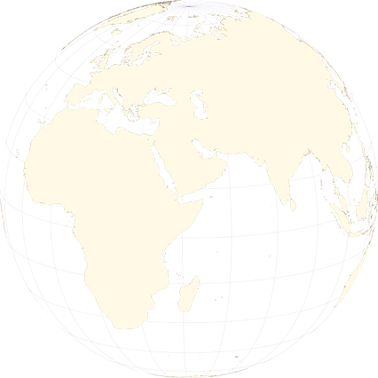 Yemen on world map (Orthographic projection) in dark amber on ...