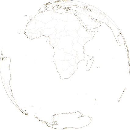 Botswana on world map (Orthographic projection) in dark amber on ...