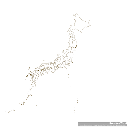 Japan map (Mercator projection) showing prefectures boundaries in dark ...