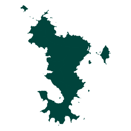 Mayotte map (Mercator projection) showing commune boundaries in dark ...